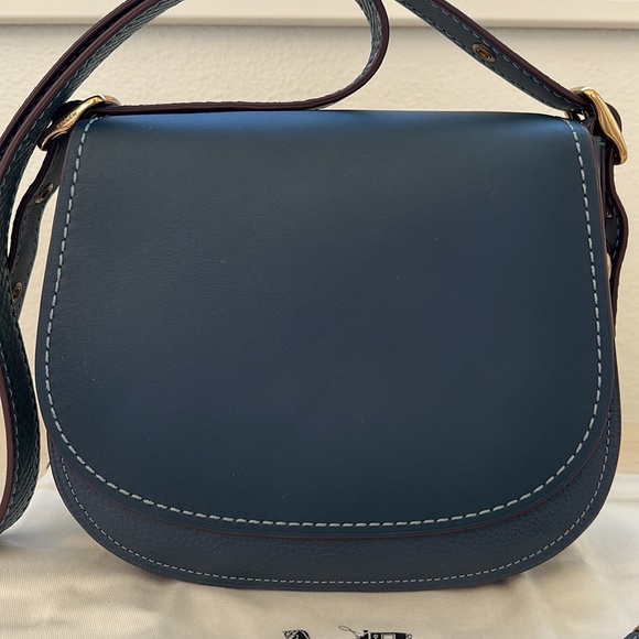Coach | Bags | Authentic Coach Saddle Bag 23 In Blue With Python Strap | Poshmark